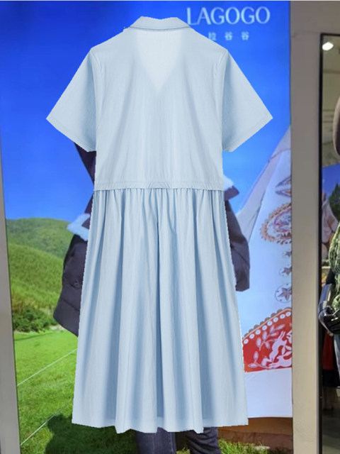 Lagogo Lagugu women's clothing 2025 summer new light blue loose waist ...