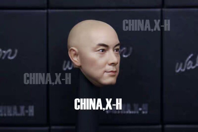 Spot 1/6 soldier head carving Asian film and television star bald Zhang Weijian Wei Xiaobao head ...