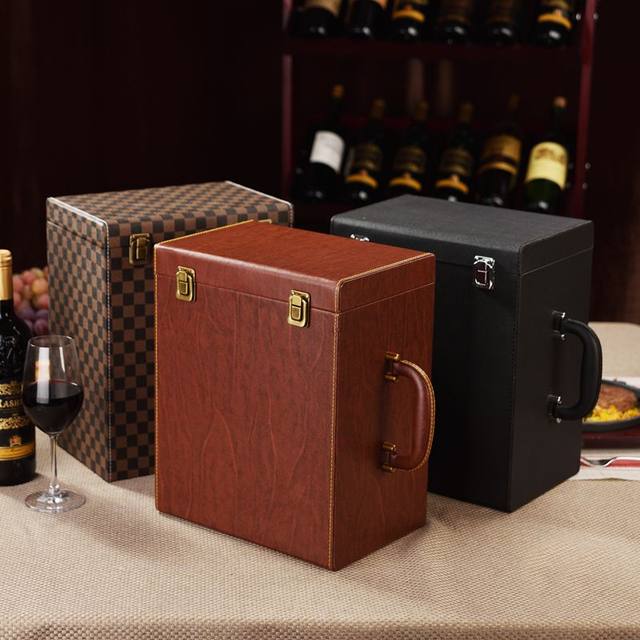 High-end red wine packaging gift box six leather box universal red wine ...