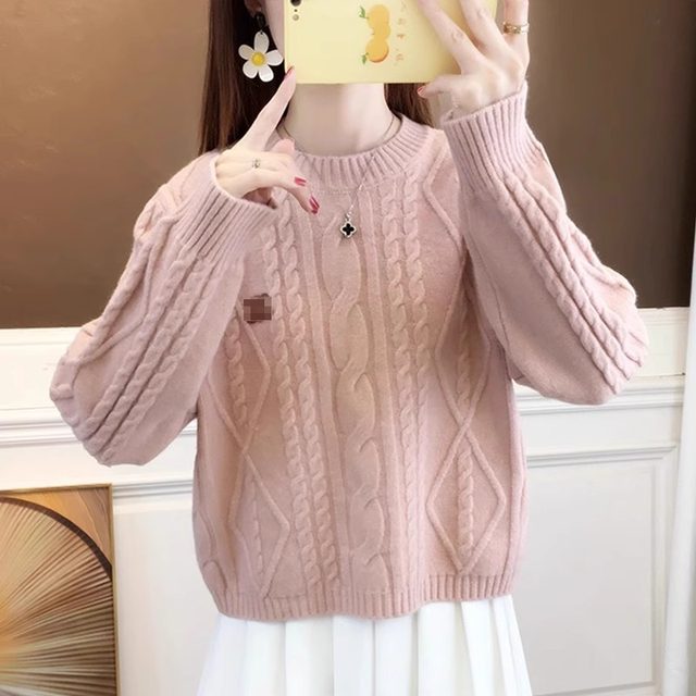 Round neck twist sweater for women in autumn and winter new style small ...