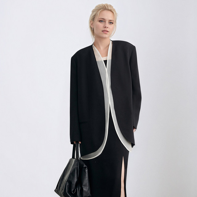 SEYDOUX Silk Acetate Suit Collarless High-end Suit New Commuter Anti ...