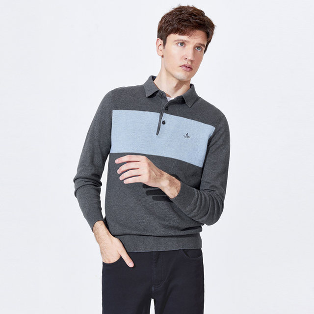 Navigare Italian sailing new winter gray lapel sweater casual long ...