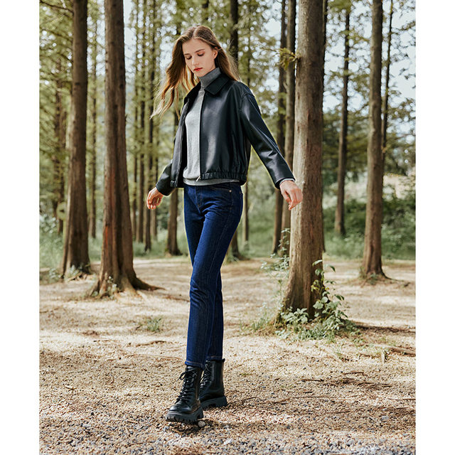 [Sheepskin] Navigare Italian small sailing short leather jacket women's ...