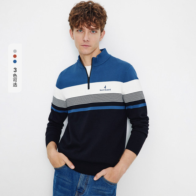 Navigare Italian sailing boat autumn color striped striped knit sweater ...