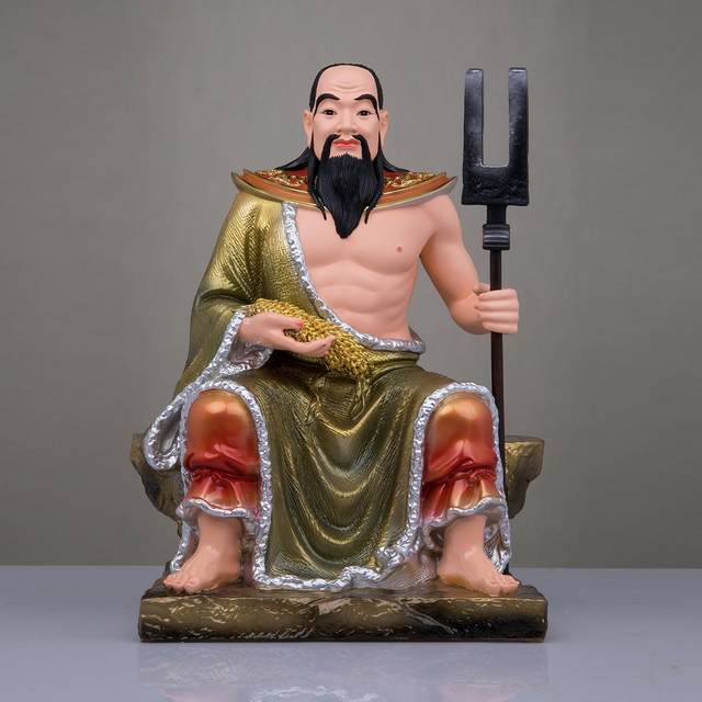 The statue of the Three Emperors Painted Fuxi God Farmers Emperor ...