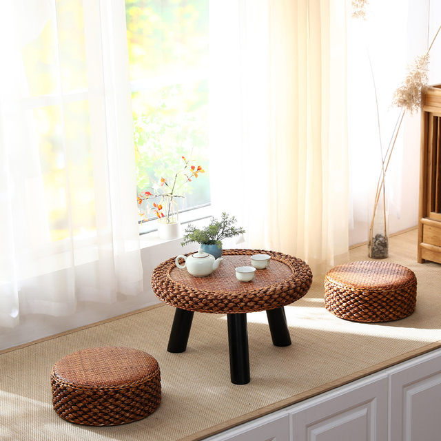 Rattan tatami coffee table, tea table short table, simple balcony bay ...