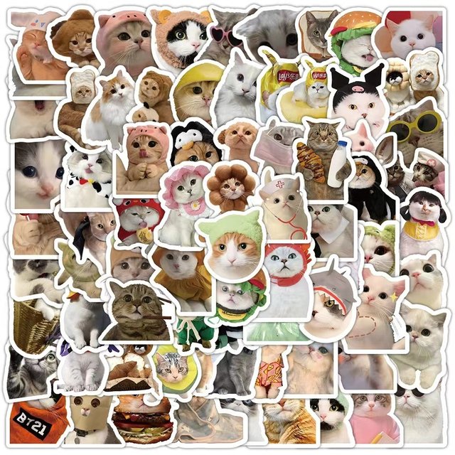60 cat stickers cats, cat puppies, kittens cute stickers, handbook ...