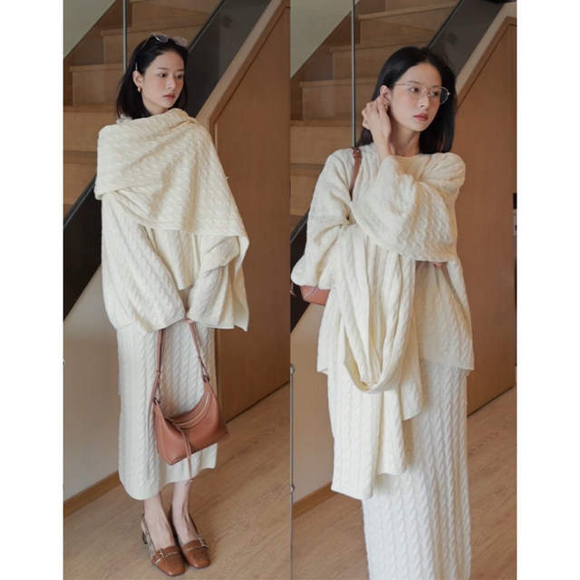 A complete set of tea-style outfits for winter, small fragrant sweaters ...