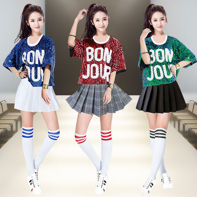 New sequin costumes for female students group dance costumes ...