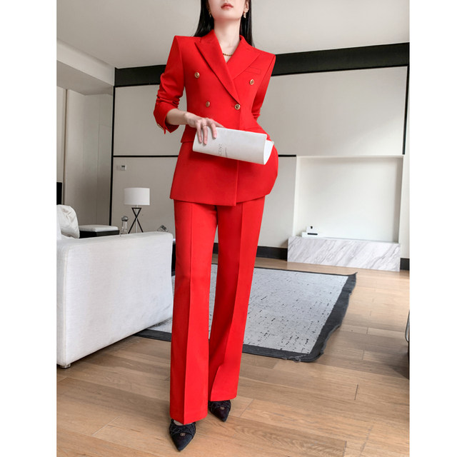 Red suit women's 2025 spring new high-end professional suit fashionable ...