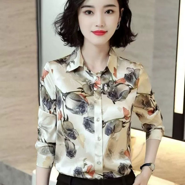 Printed white shirt, ladylike temperament, spring clothing, 2025 new ...