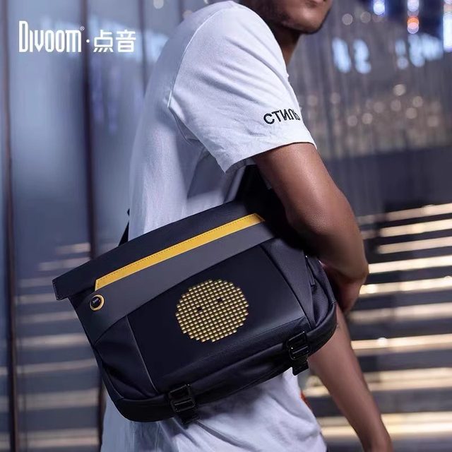 Divoom dot sound men's black riding shoulder bag LED multifunctional ...