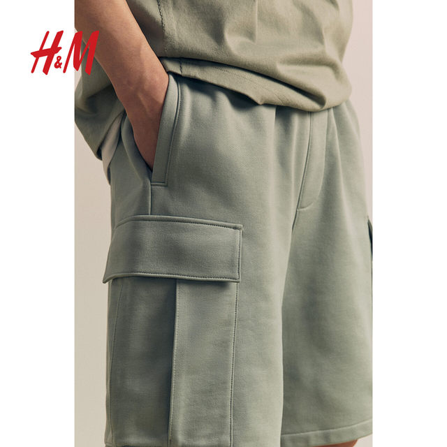 HM men's casual pants summer heavy cotton drawstring loose work short ...