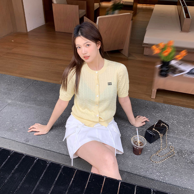 Jinggu white label DADATATA LASELE ACETATE sweater women's summer large ...