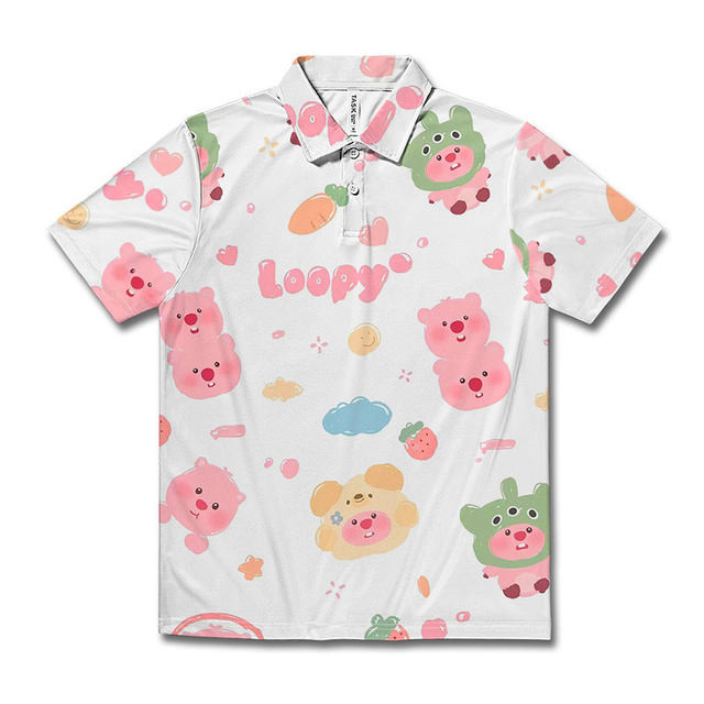 Cartoon cute Loopy Ruby cute fun large size quick-drying polo shirt men ...