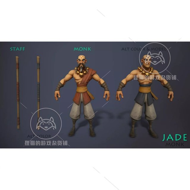 Unity Jade Character Bundle Japanese Samurai Monk Character Model 1.0
