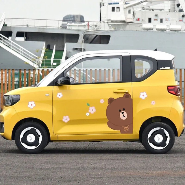 Brown Bear Keni Rabbit car sticker Wuling Hongguang miniev modified car ...