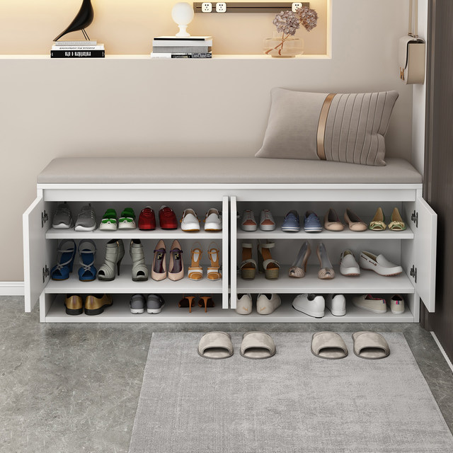 Solid wood shoe-changing stool at the door, light luxury and high-end ...