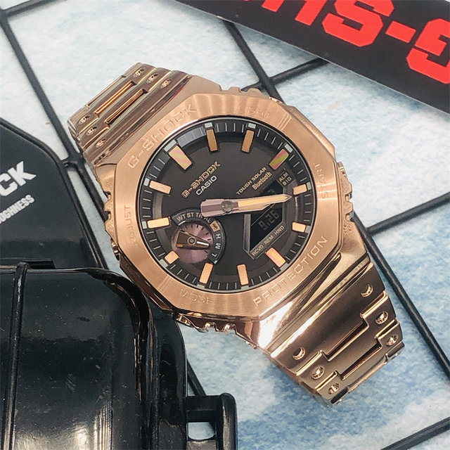Casio Farmhouse Oak Metal Case GSHOCK Bluetooth Light Energy Watch for ...