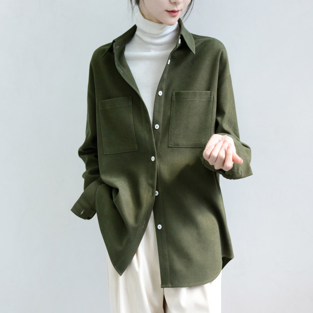 TRR French retro fashionable layered top military chic loose long ...