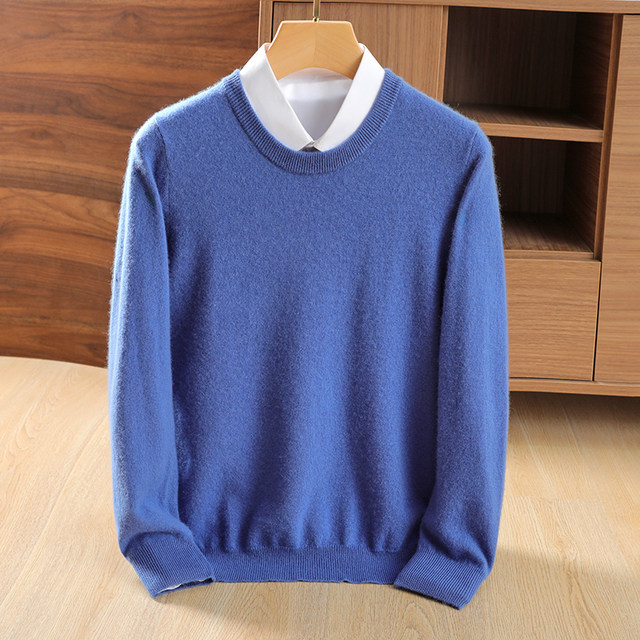 Men's cashmere sweater business casual round neck cashmere sweater new ...