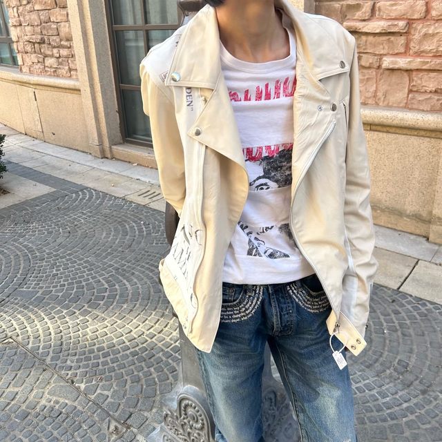 {Spot} Undercover 06ssT period white leather jacket, second layer ...