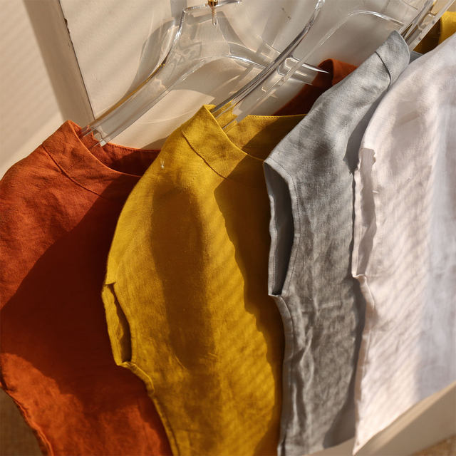 Yin Yin French Simple and Pure Linet T -shirts, shoulder sleeveless ...