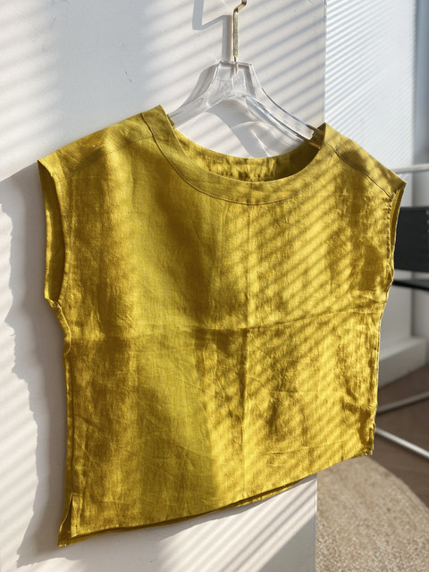 Yin Yin French Simple and Pure Linet T -shirts, shoulder sleeveless ...