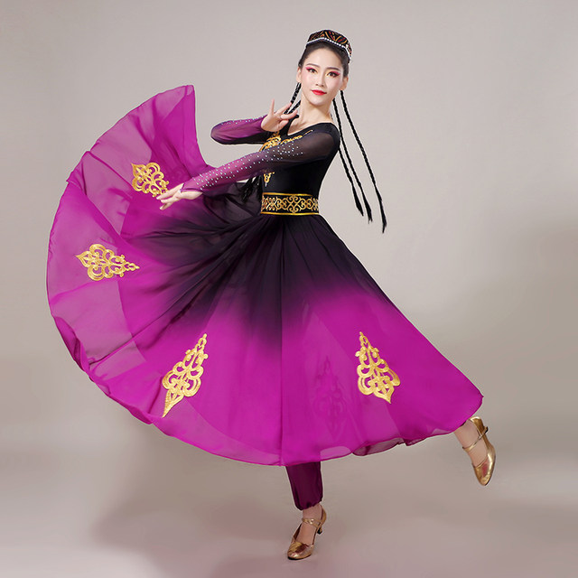 Xinjiang dance skirt, large swing skirt, practice skirt, practice skirt, performance costume ...