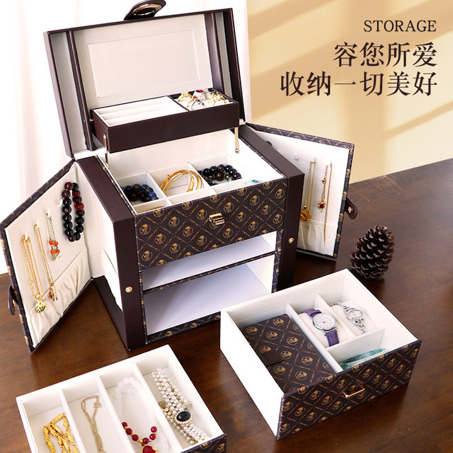 High-end jewelry box, large capacity, European-style princess Korean ...