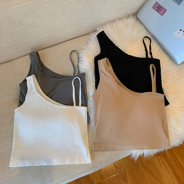 Crowded shoulder suspender vest Female wearing pure desire sexy top ...