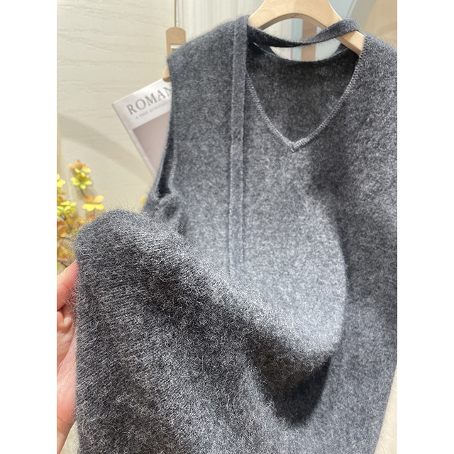 Raccoon velvet wool ribbon sleeveless knit vest dresses to fight ...