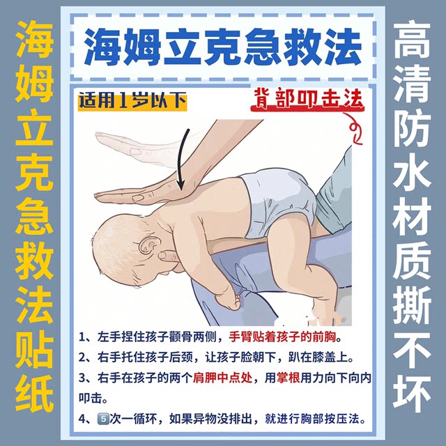 Heimlich first aid wall chart baby poster painting children's ...
