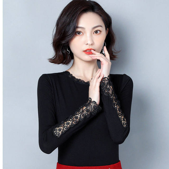 2024 Modal Bottom shirt Female spring and autumn and winter round neck ...