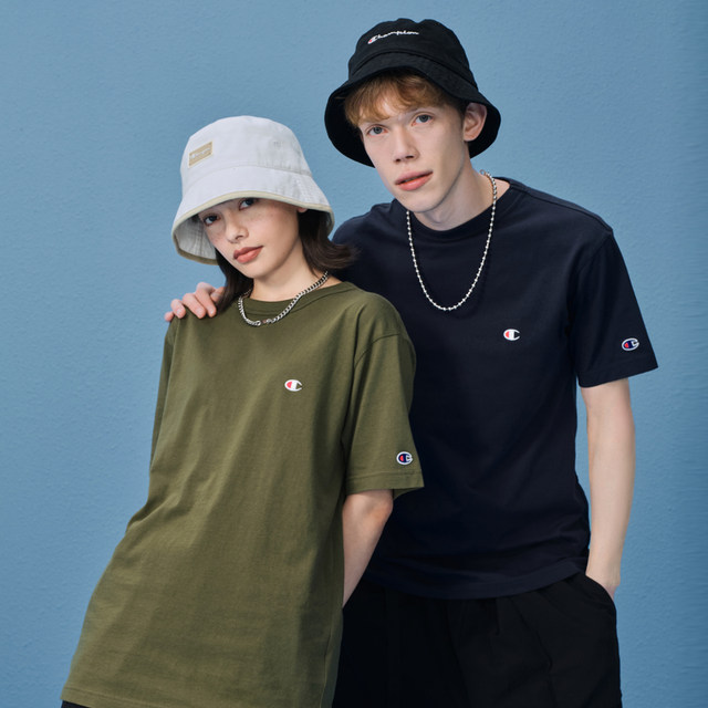 Champion short-sleeved men's summer pure cotton t-shirt couple white ...