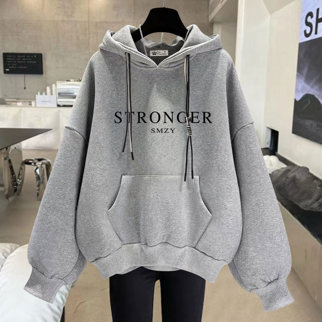Bluster red hats, thin loose hooded sweater female 2025 Korean version ...