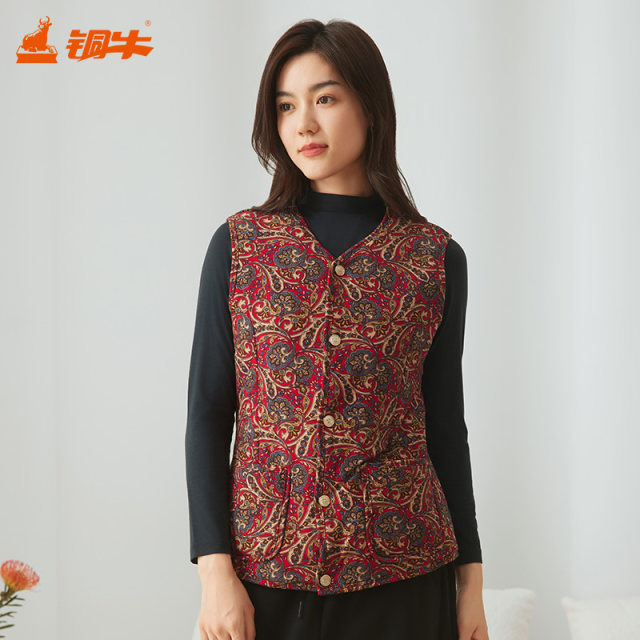 Copper Ox Wool Home Printed Vest for Women 2024 Autumn and Winter New ...