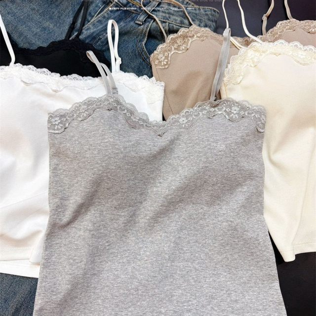 One-length strapless lace-edged beautiful back strap vest with chest ...