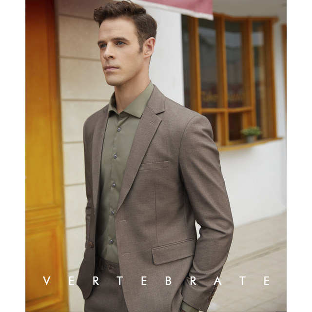 Vertebrate Men's Tencel Wool Fabric Suit Earthy Red Brown Work Clothes ...