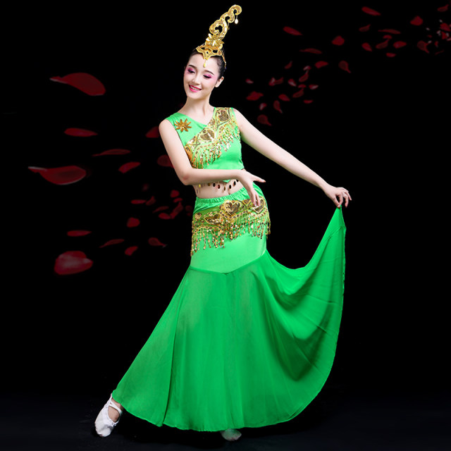 Dai dance performance costume new Yunnan ethnic minority fishtail skirt art exam adult peacock ...