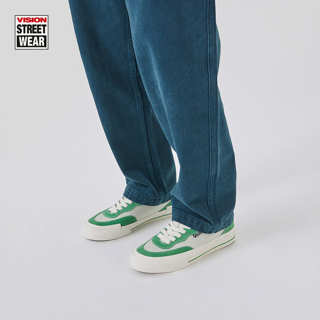VISION official FLAT TOP gray-green low-top classic fur canvas shoes ...