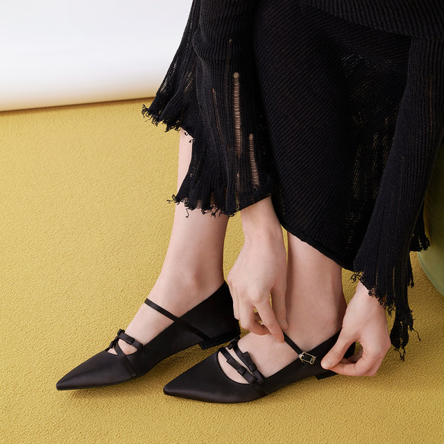 CHARLES/KEITH Autumn and Winter Women's Shoes SL1-71900010 Flat Satin ...