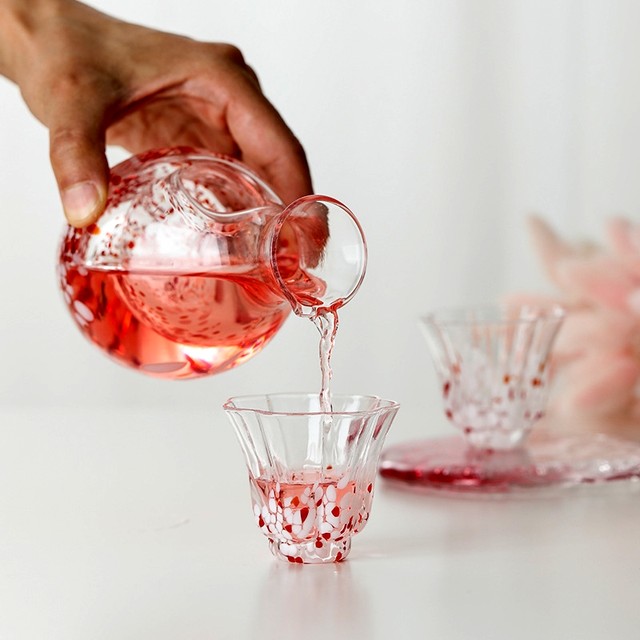 Japanese colored glass sake jug ice wine jug sake cup plum wine set ...