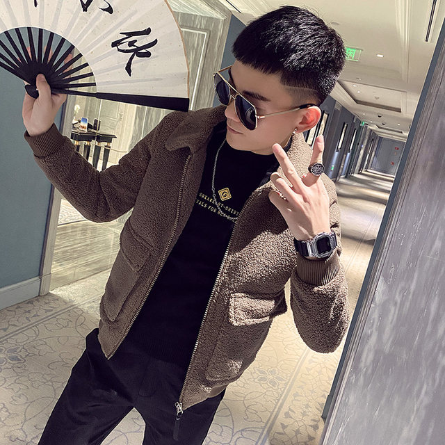 Autumn and winter shaking pellet fleece jacket men's plus velvet ...