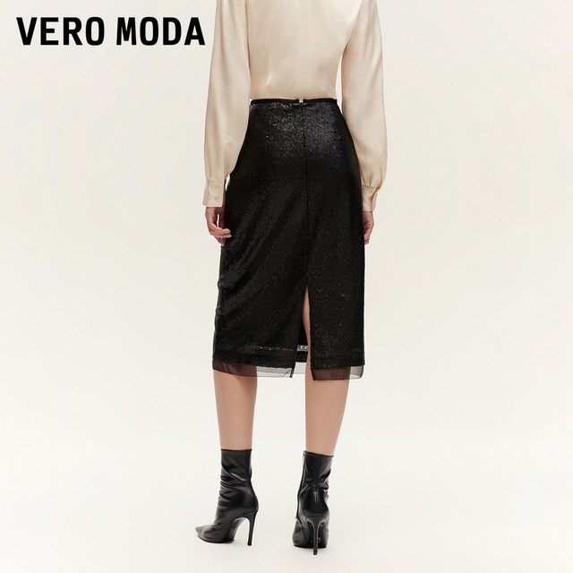 VERO MODA Halway Skirt Female 2024 Autumn New Matter Light Bead Flashing High waist Slim Luxury ...
