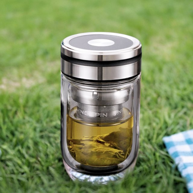 High temperature resistant double-layer glass cup tea water separation ...
