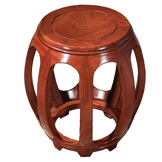 Mahogany drum stool, antique Chinese solid wood round stool, rosewood drum pier, rosewood pier ...