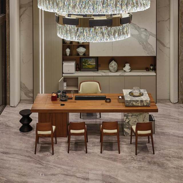 2025 new office new Chinese-style solid wood modern light luxury rock ...