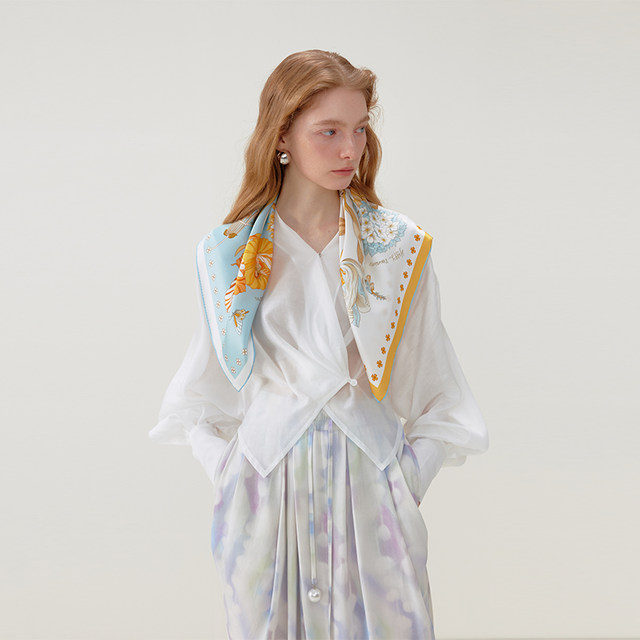 XINUO Travel Guide Original Retro Satin Mulberry Silk Scarf French Silk ...