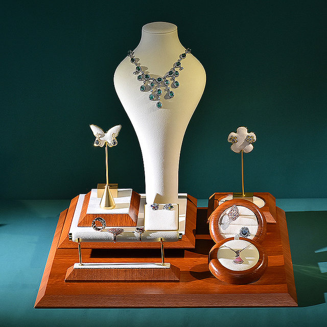 Jinsky solid wood grain jewelery display props set high -end ring ...